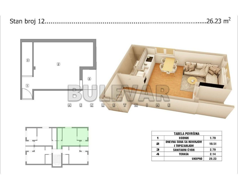 Jednoiposoban stan, Niš - Branko Bjegović | Prodaja · 26m² · 47.500€