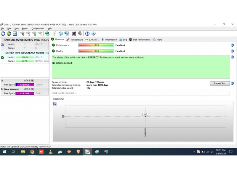 Toshiba 128Gb SSD Non FDE 1.8 Inch radio samo 22 dana