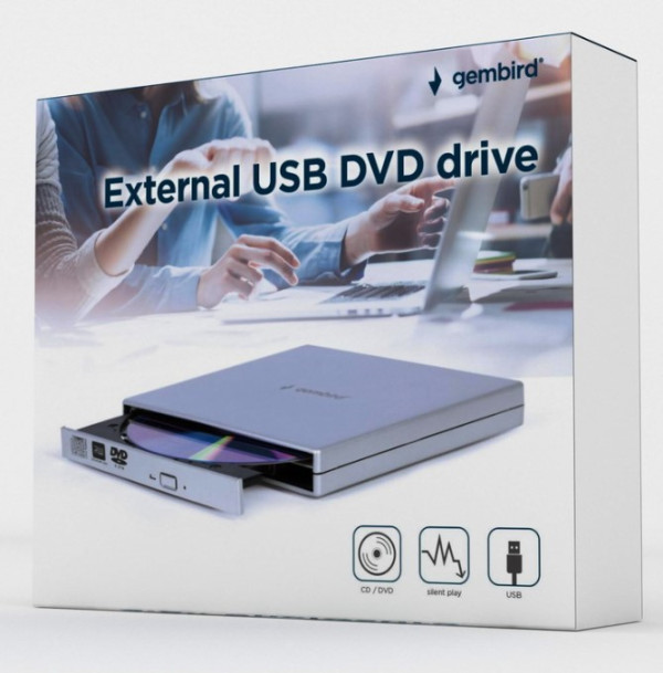 DVD-USB-021-SV GEMBIRD EKSTERNI USB CD/DVD DRIVE CITAC-REZAC USB, SILVER