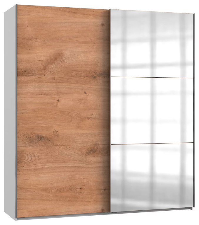 ORMAR - VISEĆA KLIZNA VRATA bela, boja hrasta 200/216/65 cm