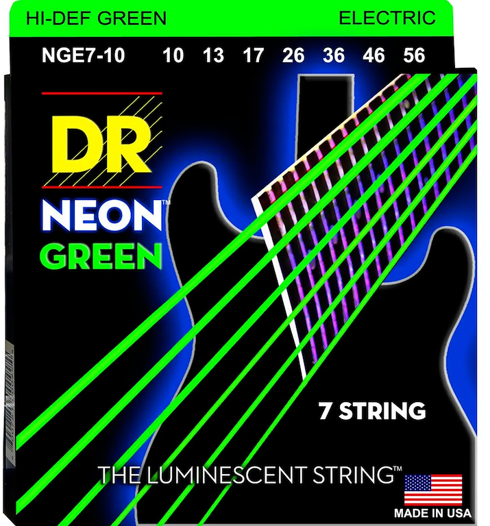 DR Hi-Def Neon NGE-7-10 Green žice za 7-žičanu električnu gitaru 010-056