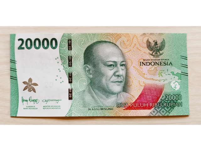 Indonezija 20.000 rupiah . Unc, 2022 godina