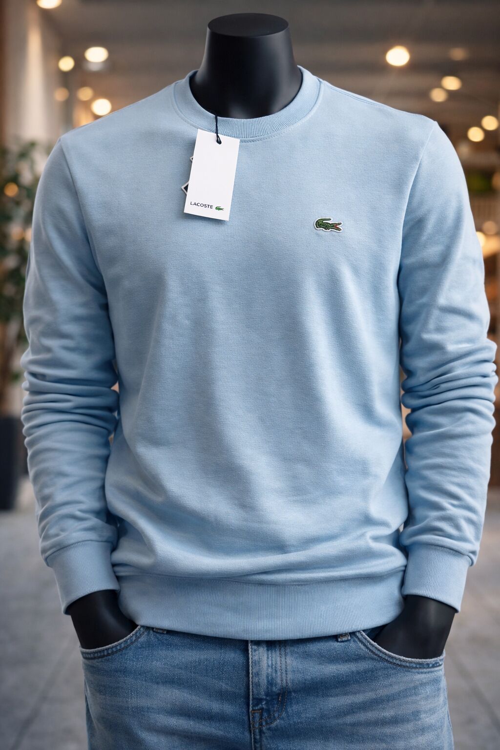 Lacoste muški duks – svetloplava boja - Klasičan crewneck (okrugli