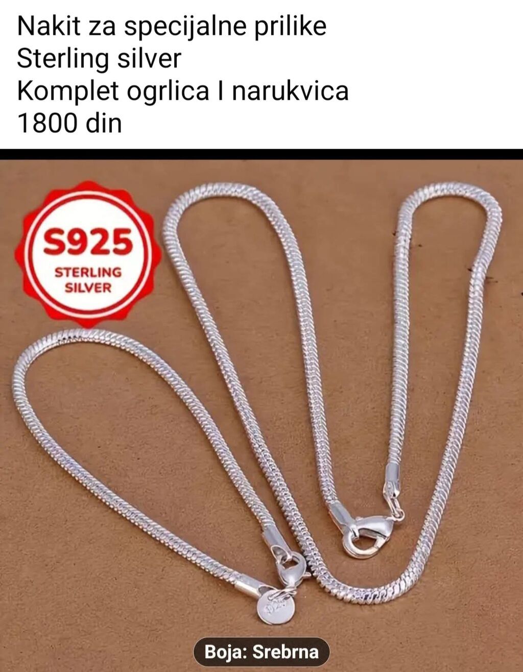 Komplet nakita za specijalne prilike – ogrlica i narukvica. Materijal