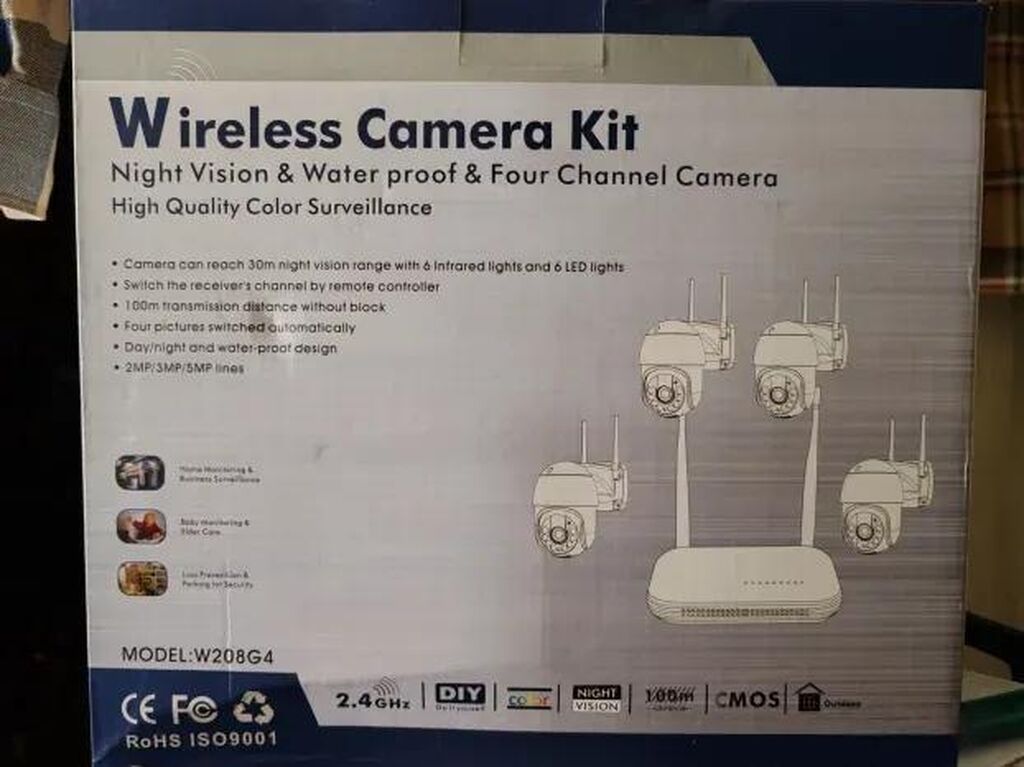 4cam wi-fi ip kit 8mpx app icsee. W ireless Camera Kit Night Vision