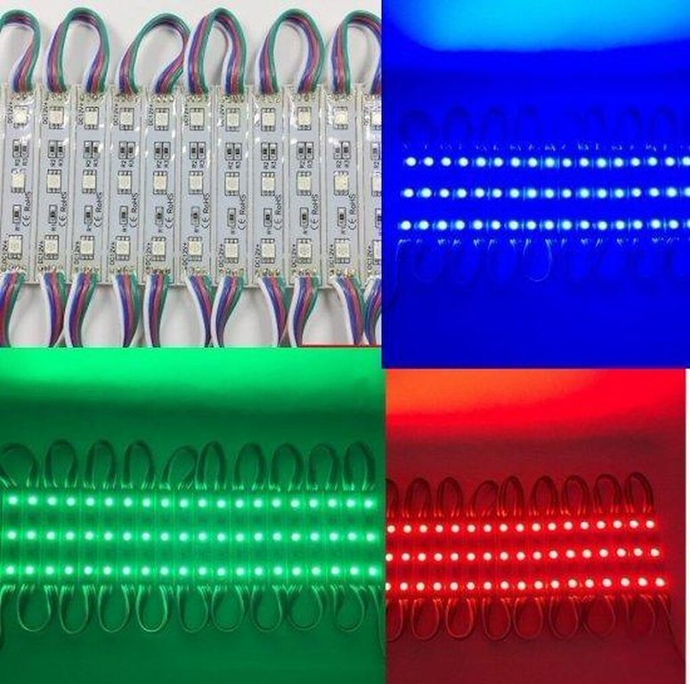   LED MODUL 12V RGB – WATERPROOF IP65 SMD5050 • 3 LED po modulu •