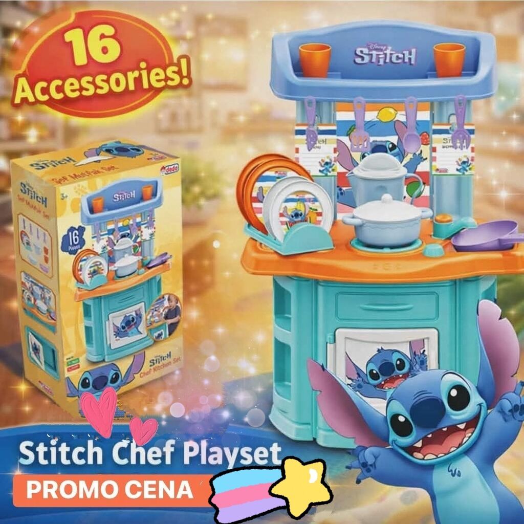Stitch Chef Playset – dečija kuhinja sa 16 dodataka - Tematska