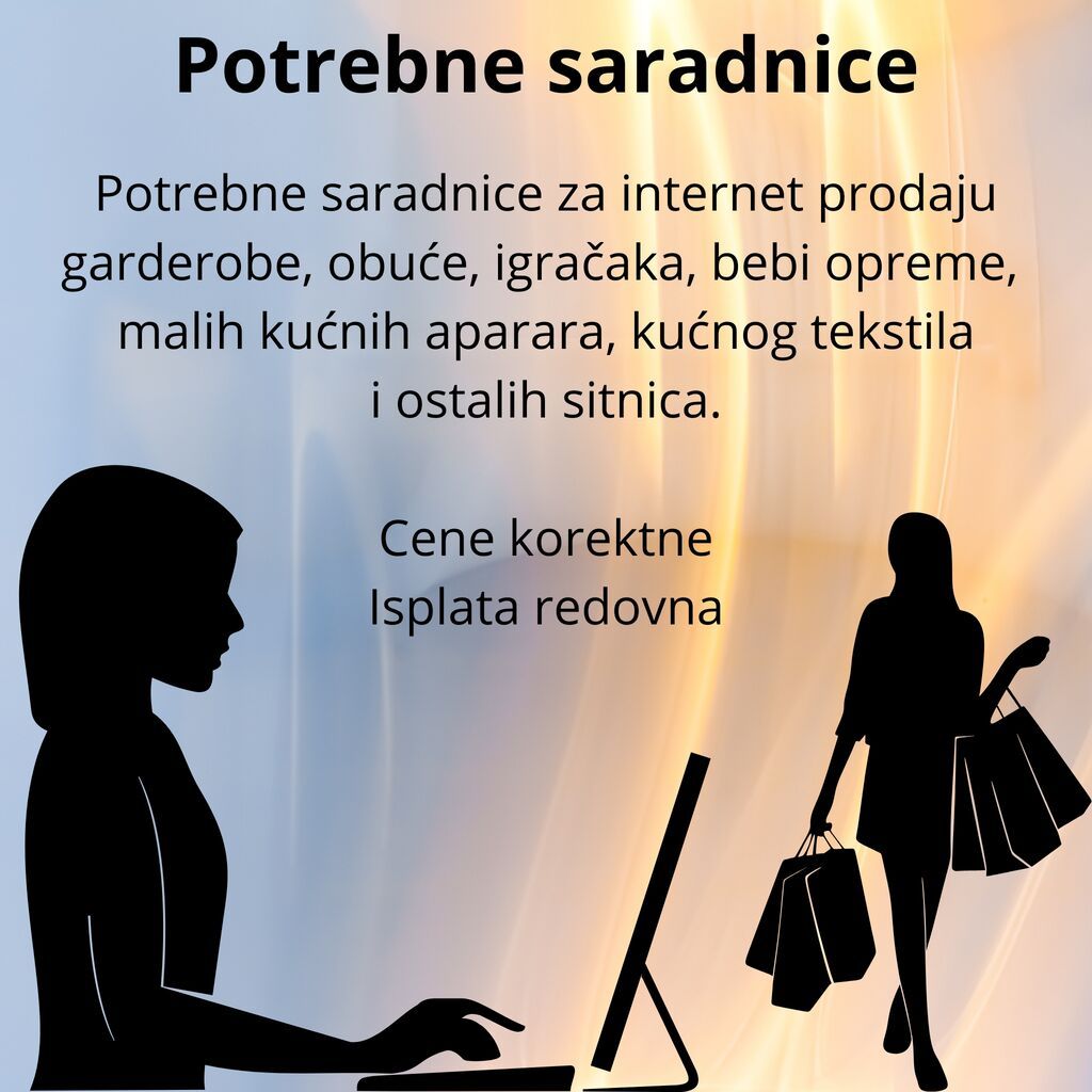 Potrebne saradnice za internet prodaju širokog asortimana: - garderoba