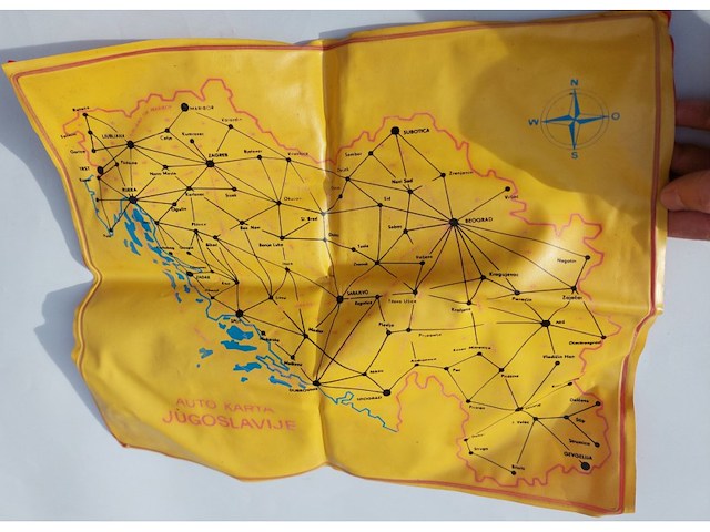 Auto Karta Jugoslavije retka guma dečja Jugoplastika Sp