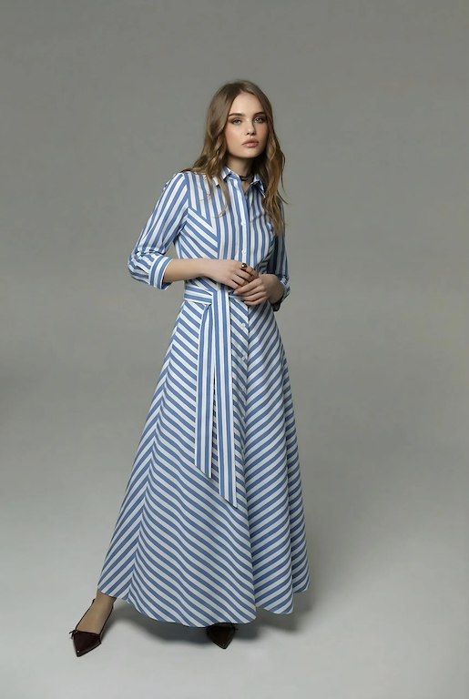 Blue Stripe Dress duga plavo-bela prugasta haljina