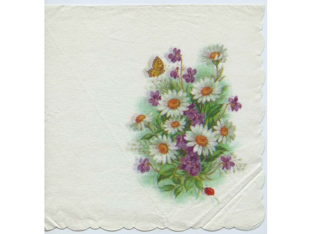 Stara Jednoslojna Salveta POVJ5_128 Cveće Leptir