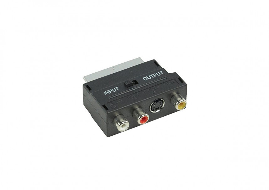 Adapter Scart - 3xRCA + S-Video crni