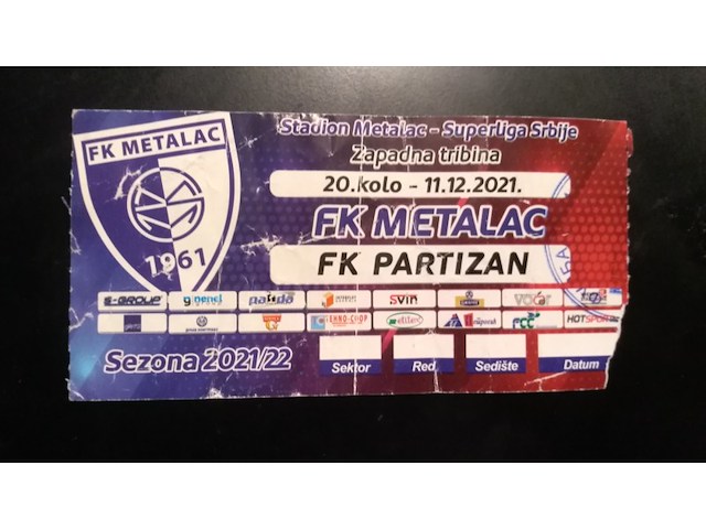 FUDBAL: METALAC - PARTIZAN 11.12.2021