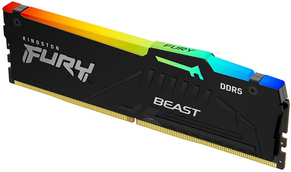 DDR5 16GB 5600MT/s [FURY BEAST RGB], Non-ECC UDIMM, CL36 1.25V, 288-Pin 1Rx8, Black, w/Heatsink, XMP & EXPO ( KF556C36BBEA-16 )