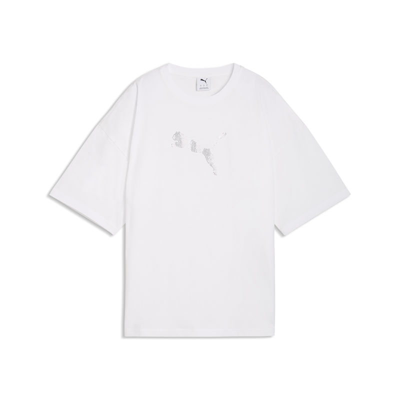 ŽENSKA MAJICA PUMA ESS GRAPHICS LEO LUXE BEDAZZLED OVERSIZED TEE