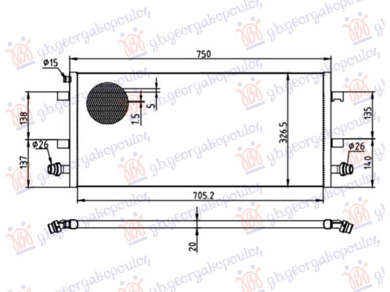HLADNJAK MOTORA DODATNI 2.0 BENZIN (705×323) MERCEDES GLA 2020- (247) (OEM: 0995006001)