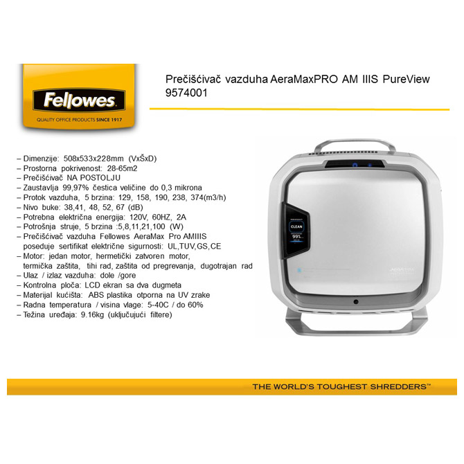Prečišćivač vazduha AeraMaxPRO AM 3S PureView Fellowes 9574001