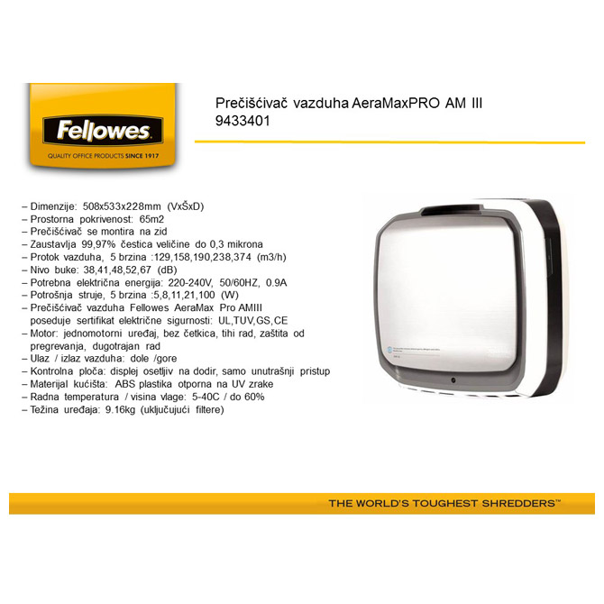 Prečišćivač vazduha AeraMaxPRO AM III Fellowes 9433401