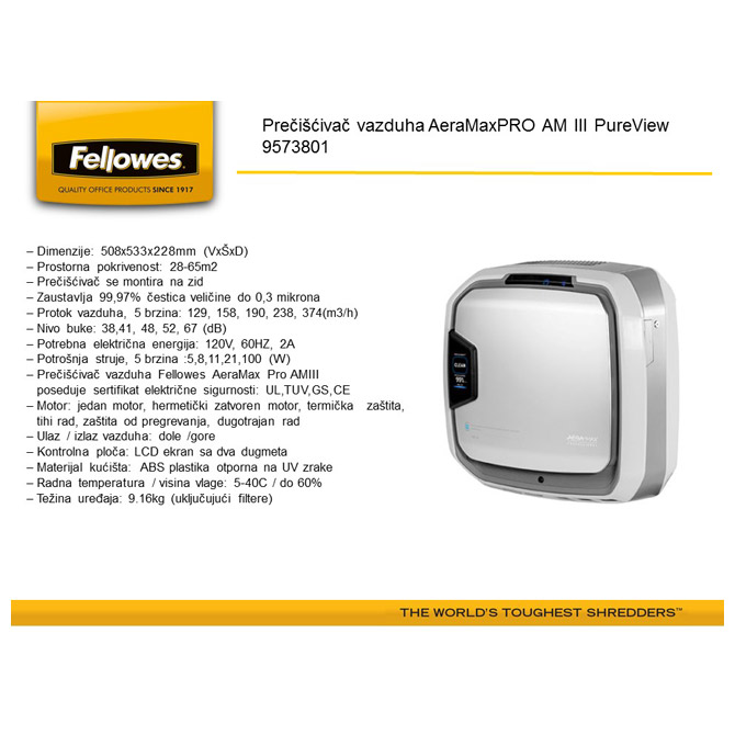 Prečišćivač vazduha AeraMaxPRO AM III PureView Fellowes 9573801
