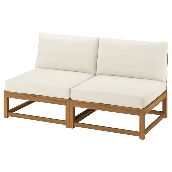 Modularna sofa dvosed, napolju svetlosmeđe bajcovano/Frösön/Duvholmen bež, 162 cm