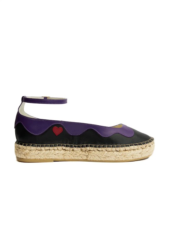 Burst of Love Espadrilles – Black and Purple nappa leather