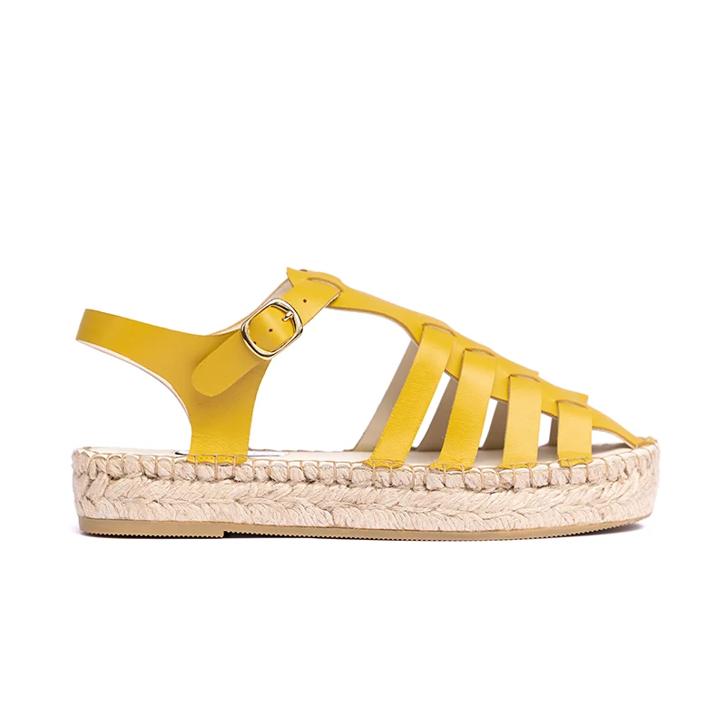Espadrille leather sandals – Yellow Nappa leather