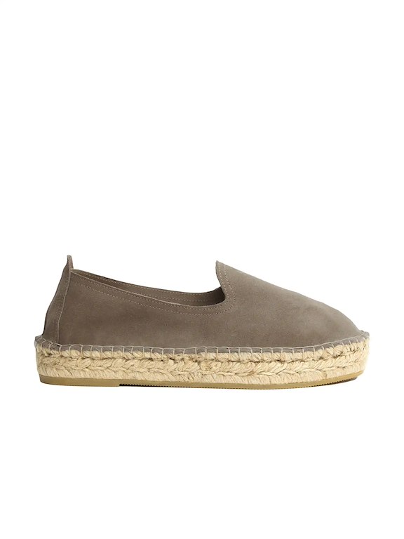 Woman’s classic loafer espadrilles – Almond suede leather