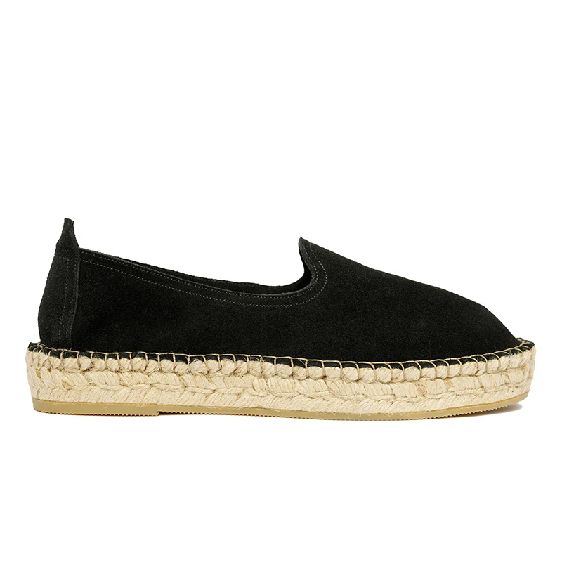 Woman’s classic loafer espadrilles – Black suede leather