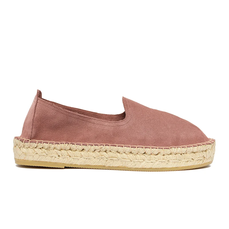 Woman’s classic loafer espadrilles – Brownrose suede leather