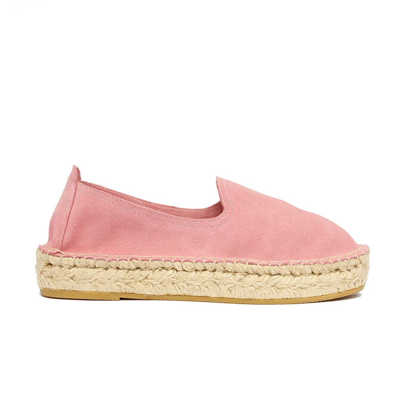 Woman’s classic loafer espadrilles – Bubble gum suede leather