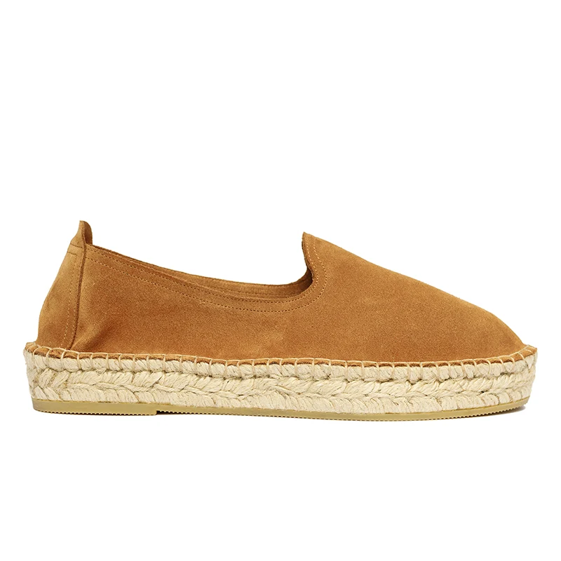 Woman’s classic loafer espadrilles – Caramel suede leather