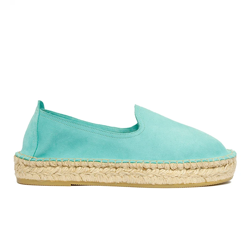Woman’s classic loafer espadrilles – Mint suede leather