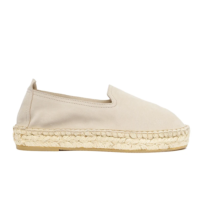 Woman’s classic loafer espadrilles – Papyrus suede leather