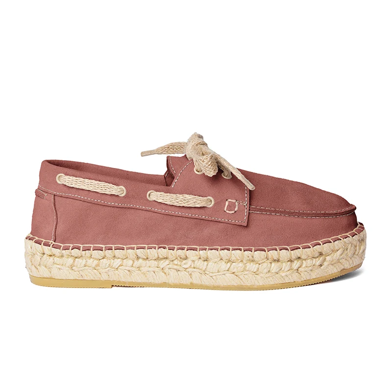 Women’s boat shoe espadrilles – Brownrose suede leather
