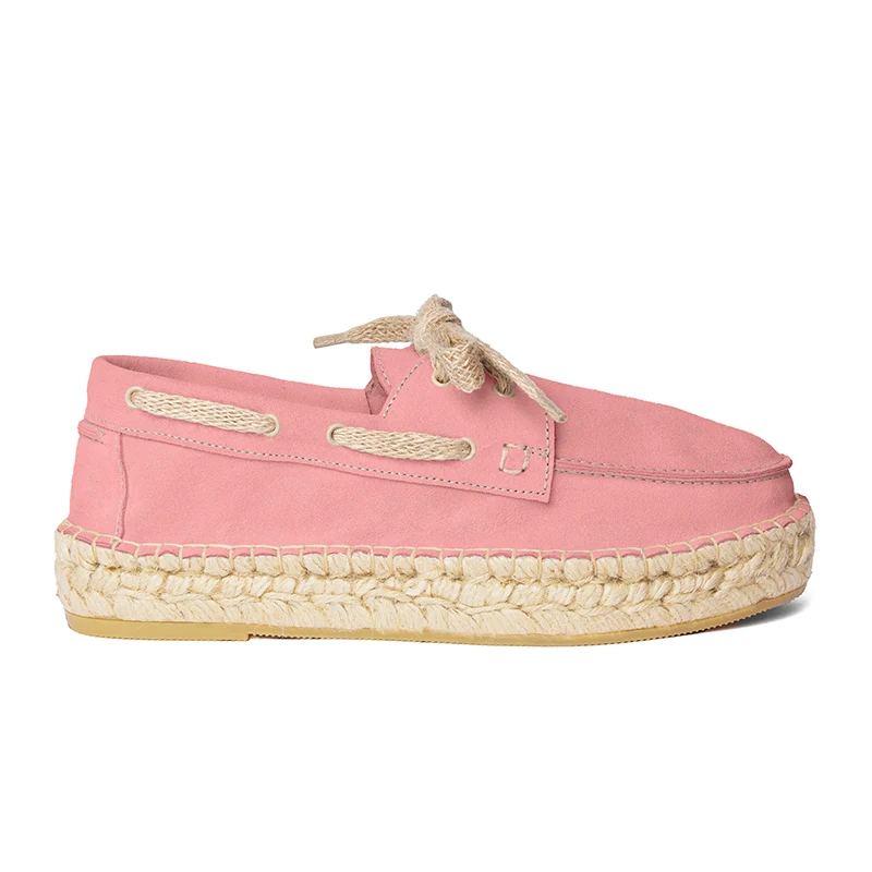 Women’s boat shoe espadrilles – Bubble gum suede leather