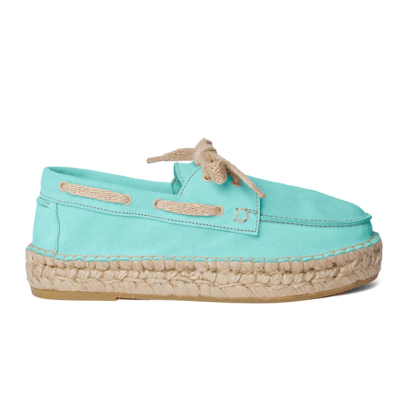 Women’s boat shoe espadrilles – Mint suede leather