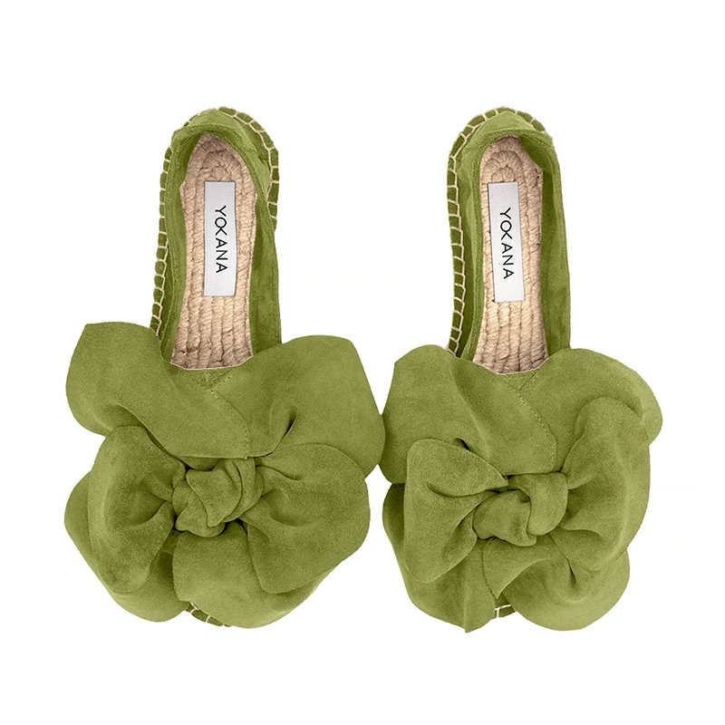 Yokana’s Flower espadrilles – Aloe suede leather