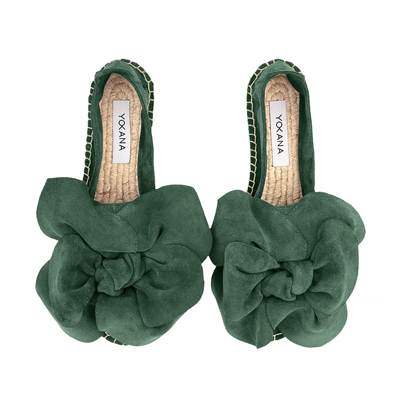Yokana’s Flower espadrilles – Basilico suede leather