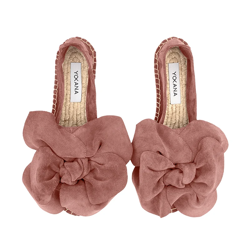 Yokana’s Flower espadrilles – Brownrose suede leather