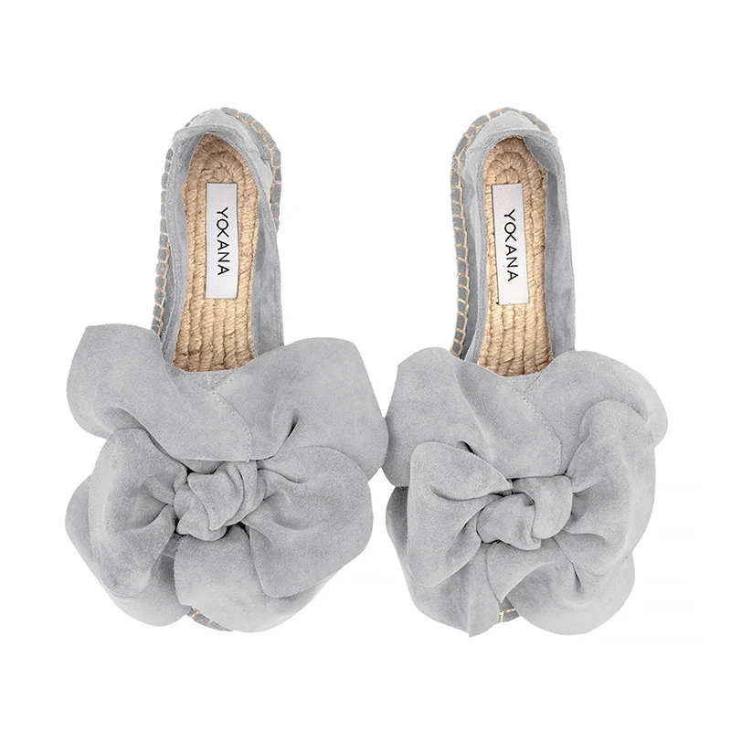 Yokana’s Flower espadrilles – Plume suede leather