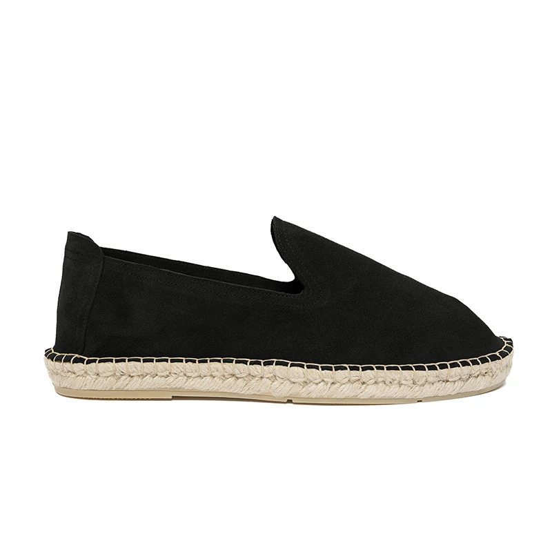 Men’s classic loafers espadrilles – Black suede leather