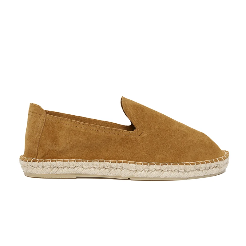 Men’s classic loafers espadrilles – Caramel suede leather