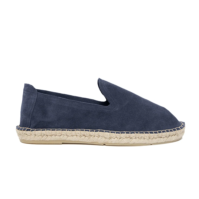 Men’s classic loafers espadrilles – Navy blue suede leather