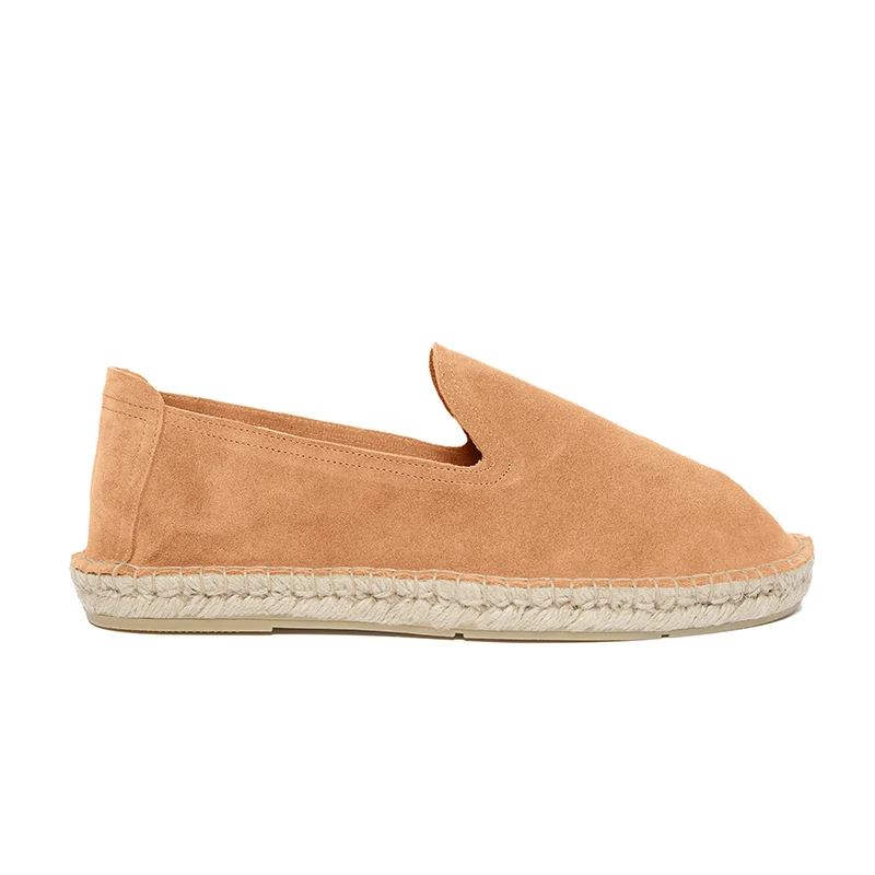 Men’s classic loafers espadrilles – Peach suede leather