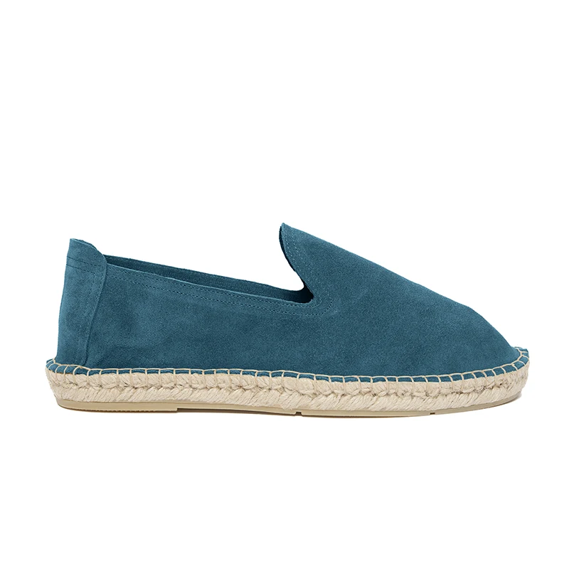 Men’s classic loafers espadrilles – Petrol suede leather