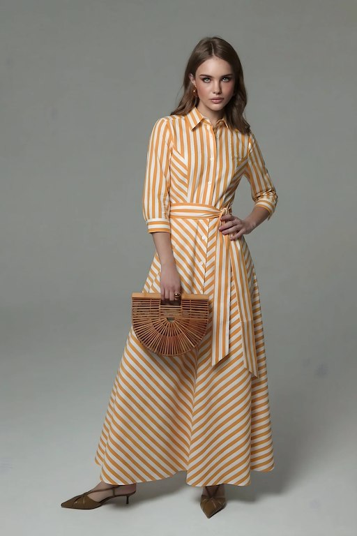 Yellow Stripe Dress duga žuto-bela prugasta haljina