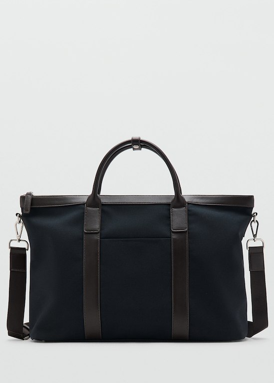 TRAVEL TOTE BAG WITH LEATHER DETAILS