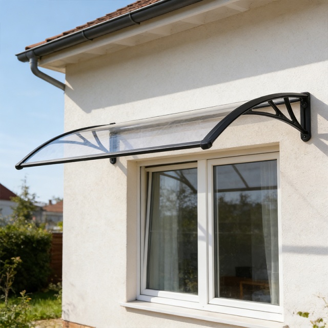 Alberg Nadstrešnica 150×100 cm leksan 5 mm providna sa crnim nosačem ( AGC–150100–TRBK )