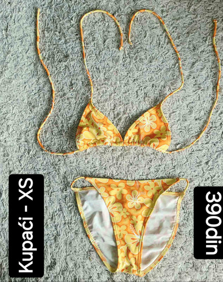 Kupaći dvodelni bikini žuti narandžasti XS/34