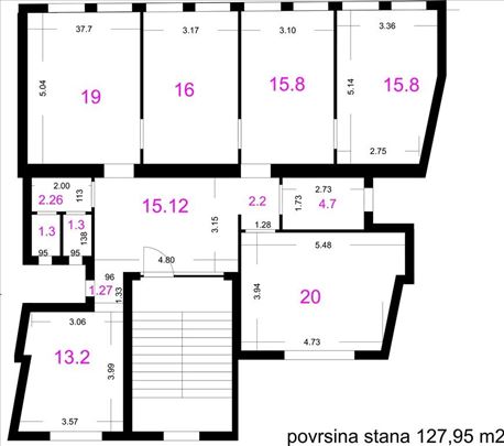 Terazije, lux, dvostrn, PP, 130m2, 6 kancelarija